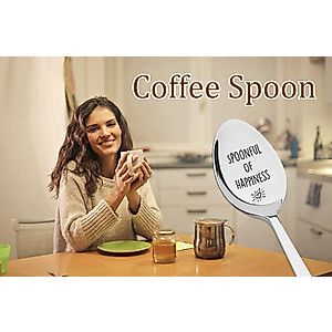 Best Friends Spoon Gifts for Women Men BFF Bestie Birthday Gift for Mom Dad Daughter Son Gifts Spoonful of Happiness Sugar Dessert Coffee Spoon for Coffee Tea Lover Gifts Engraved