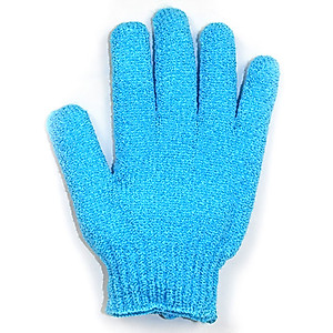Exfoliating Bath Gloves Body Scrub Loofah Sponge,Luxury Spa Hand Gloves Dead Skin Cell Remover Health Care Gloves,Shower Massage Scrubber and Improves Blood Circulation, 2 Pairs (Blue & Green)