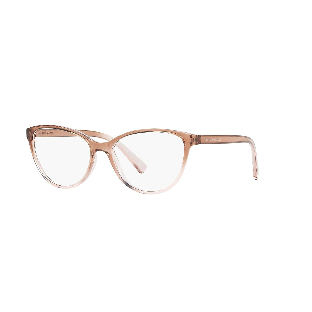 A|X ARMANI EXCHANGE Women's AX3053 Square Prescription Eyeglass Frames, Transparent Tundra/Rose/Demo Lens, 53 mm