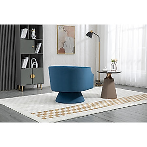 Warmiehomy Swivel Velvet Living Room Chairs Upholstered Accent Chair Round Barrel Arm Chair for Living Room Bedroom Lounge,Blue