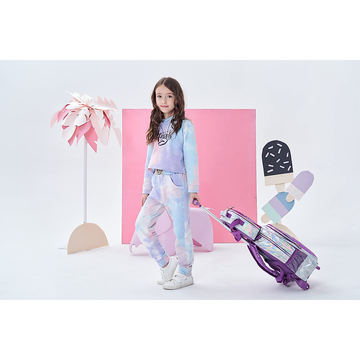 Girls Rolling Backpack Kids Backpacks with Wheels Backpack for Girls for School with Lunch Box Unicorn Reversible Sequin School Bags