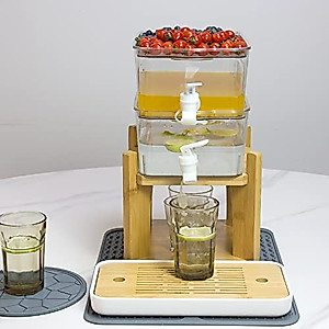 Kcgani Beverage Dispenser Cold Kettle with Spigot and Tray, 3L/0.8Gallon Stackable Iced Juice Milk Lemonade Mini Bucket, Small Refrigerator Plastic Container for Home Kitchen Party Bar, 1Pcs