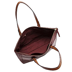 Fossil Women's Rachel Leather Tote Bag Purse Handbag, Wine w/ Quilted Gussets (Model: ZB1652609)