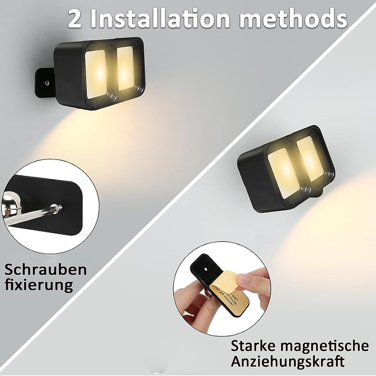 XRR LED Wall Sconce, Wall Mounted Lamps with Rechargeable Battery Operated USB Port Led Closet Light Touch&Remote Control Cordless Wall Light for Reading Bedroom Bedside(Black)