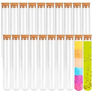 20x150mm 35ml Glass Test Tubes,20 Pcs Glass Test Tube with Cork Stoppers for Bath Salts,Candy Storage,Plants,Science Themed Party and Home Decoration