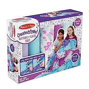 Melissa & Doug Created by Me! Butterfly Fleece Quilt No-Sew Craft Kit (48 Squares, 4 feet x 5 feet)