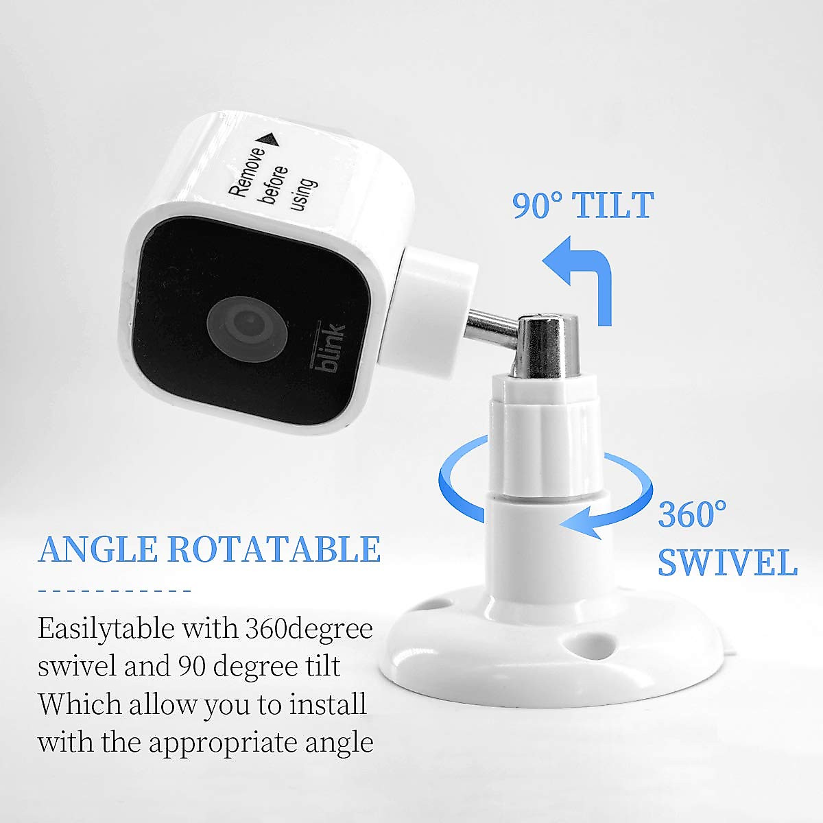 Blink Mini Camera Wall Mount, ALLICAVER 360 Degree Swivel Ceiling Mount for Both Blink Camera, Blink Mini, Blink XT2 and Blink Indoor Camera Mount Bracket (3 Pack, White)