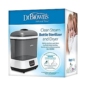 Dr. Brown's Clean Steam Baby Bottle and Pacifier Sterilizer and Dryer with Folding Baby Bottle Drying Rack