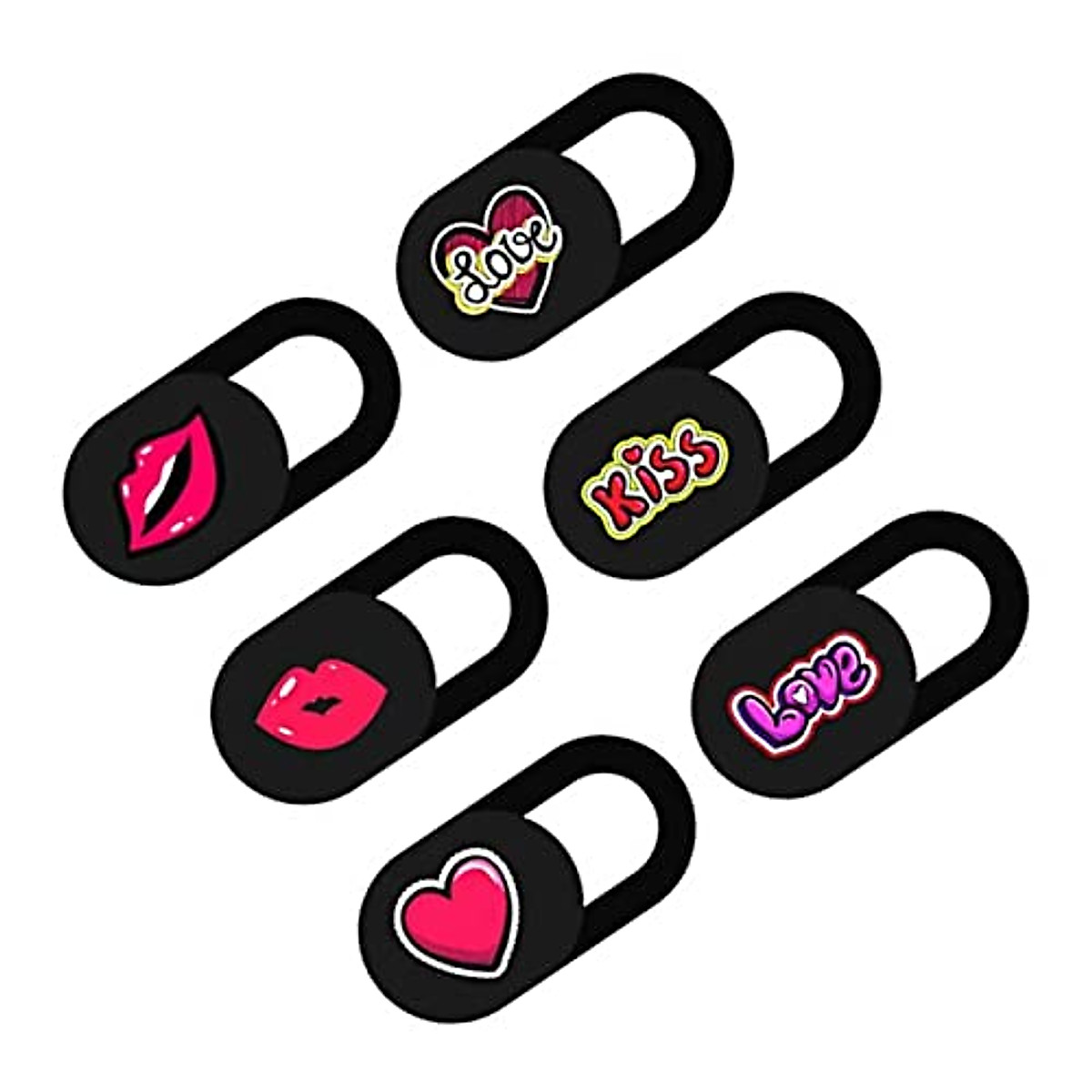 SOLUSTRE 6pcs Phone Smartphone Heart Webcam Protector Thin Computer Plastic Camera Lips Privacy for Security Cell Tablet Cover Pattern Cartoon Lip Lovely Love Slide Safe Adhesive Blocker