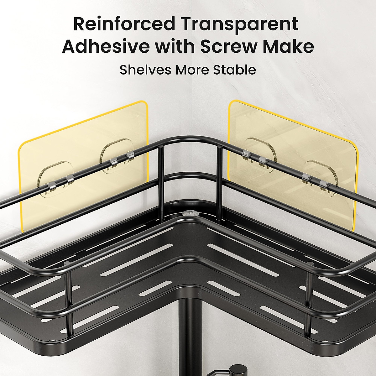 Vetacsion Corner Shower Caddy with Toothbrush Shelves, 4 Tier Standing Rustproof Shower Organizer, Metal Floor Shower Shelves for Bathroom Storage