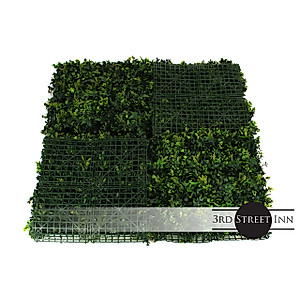 3rd Street Inn Greenery Panel - Artificial Hedge Wall - Fake Plant Wall Backdrop - Privacy Screen - Interlocking Panels - Indoor Outdoor Décor (12, English Garden)