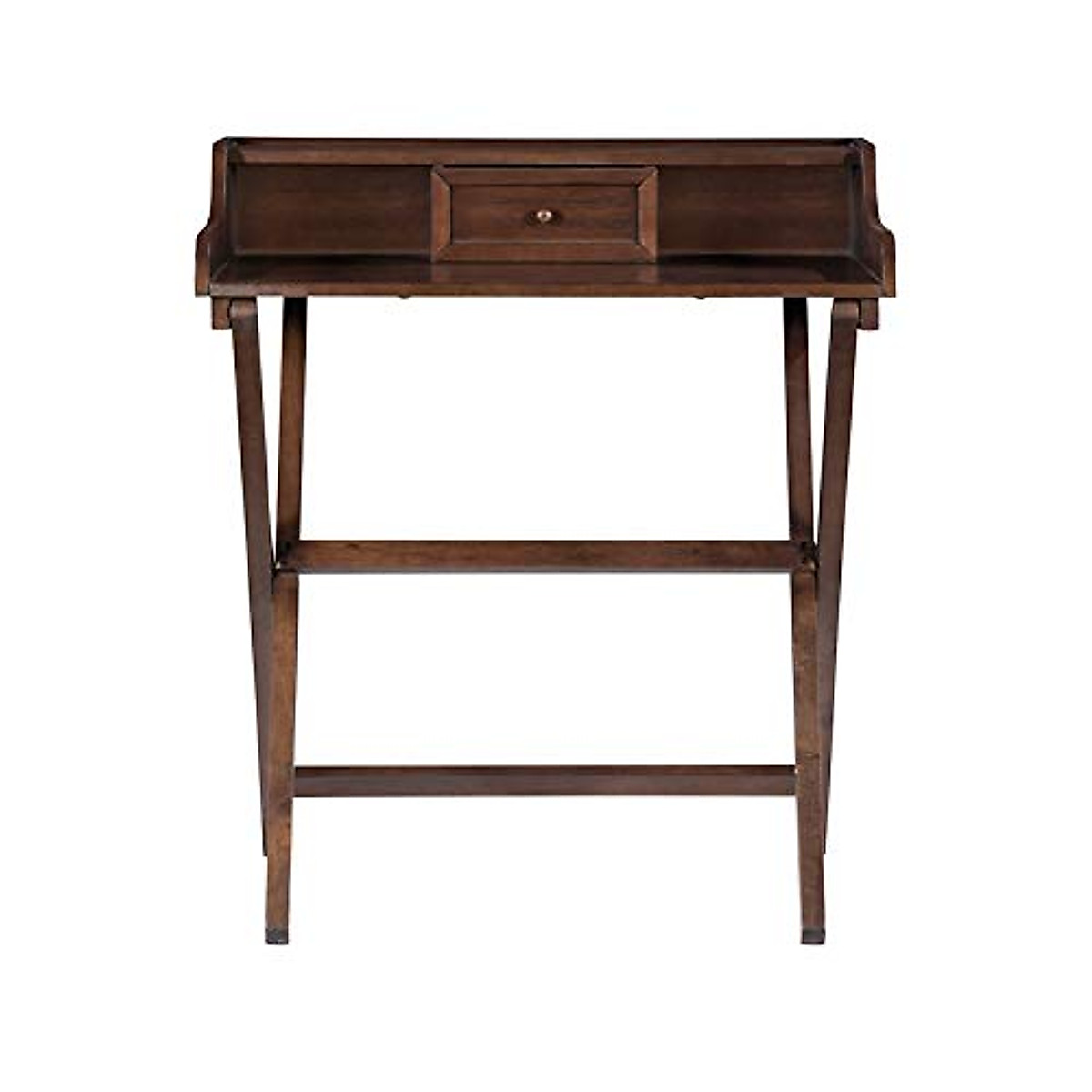 Linon Cade Wood Folding Desk in Antique Walnut Brown