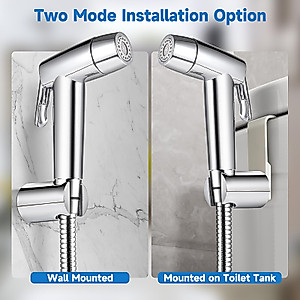 SAMODRA Bidet Faucets, Handheld Bidet Sprayer for Toilet with Switching Between Two Rinsing Modes and Adjustable Water Pressure Easy to Install and Use (Chrome Silver)