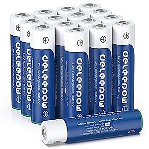 Deleepow Rechargeable AAA Batteries 1100mAh 1200Cycles Nimh AAA Rechargeable Batteries 1.2V 1200Cycles 16-PCS(Only Battery)