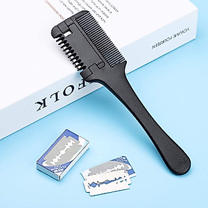 ETERCYCLE Hair Cutter Comb with Extra Razors - Perfect for Men, Women, and Kids - Trim, Thin, and Style with Ease - Sleek Black Design - Hair Cutting and Thinning Tool