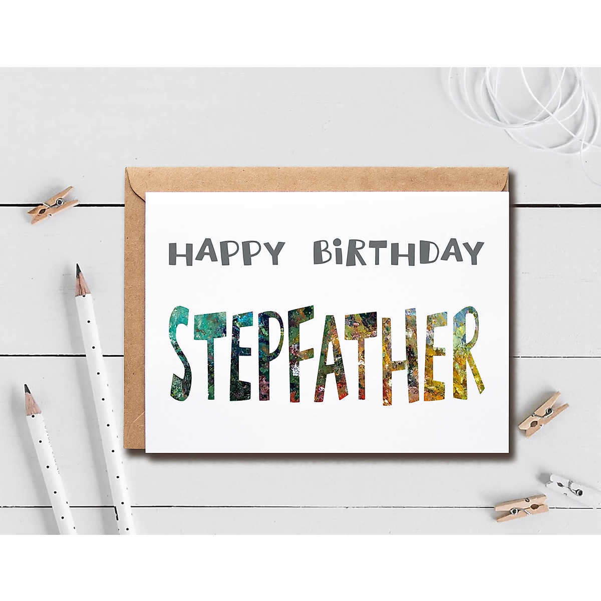 Happy Birthday Stepfather - Stepfather Birthday Card - Stepfather Card - Card For Stepfather Modern - Stepfather Birthday Card - Card For Stepfather