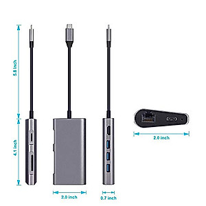 XUNMAIFHB Portable Docking Station,Type-c Docking Station USB-C Converter HDMI 8-in-1 Type c hub Multi-Function hub Fast Transmission