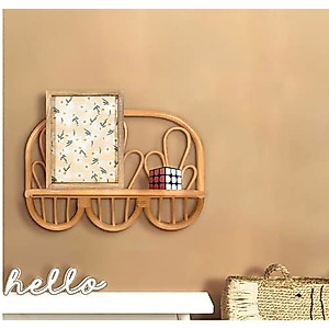 Bamboo Floating Shelf, HANDCRAFTED, Rattan Shelf, Rattan Wall Shelf, Small Shelf Nursery, Decorative Shelves for Wall, Boho Nursery Wall Decor, Cute Wall Shelves, Kids, Bohemian Floating Bookshelves