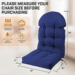 FUNBERRY Patio Chair Cushions Set of 4,Adirondack Chair Cushion,Improved Comfy Outdoor Chair Cushions,Rocking Chair Cushion,Cushions for Adirondack Chairs,High Back Patio Chair Cushions