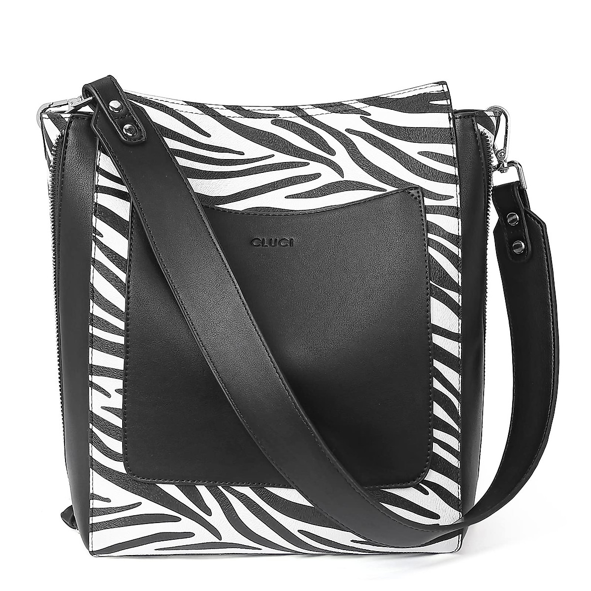 CLUCI Hobo Bags for Women Soft Leather Bucket Tote Purse and Handbag Designer Ladies Crossbody Shoulder Bags Zebra Pattern PVC