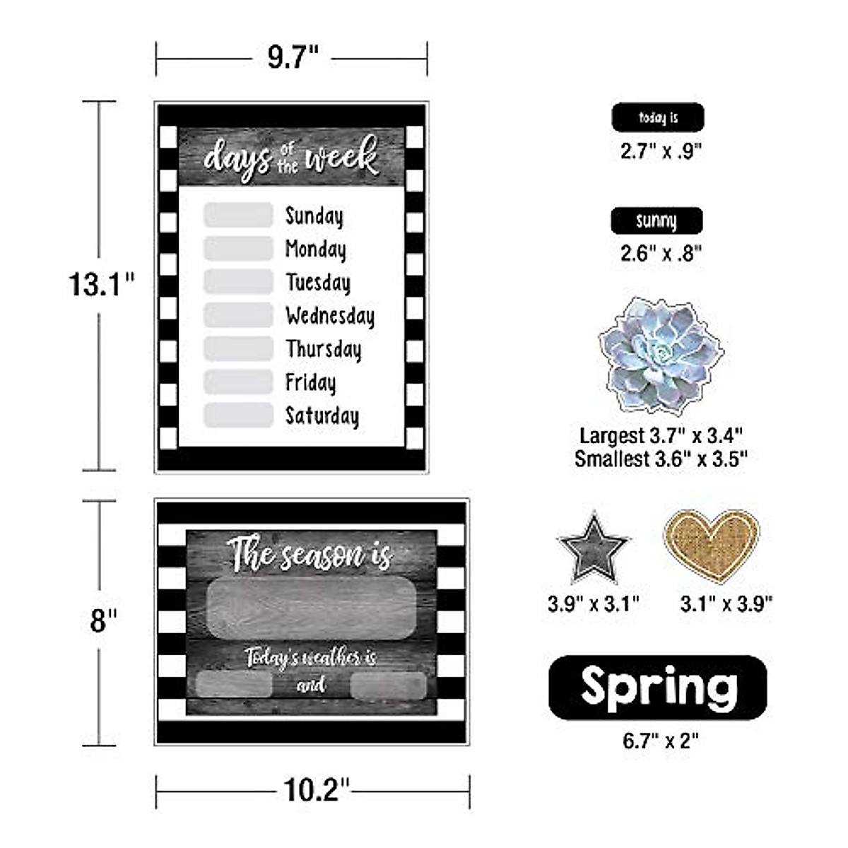 Schoolgirl Style Simply Stylish Bulletin Board Set―Calendar, Monthly Headers, Days of the Week, Seasons, Weather, Special Occasions, Birthdays (100 pc)
