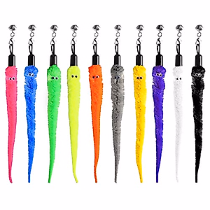 M JJYPET Cat Wand Toy Replacement Refill,10 Packs Cat Worm Toy,Assorted Teaser Refills with Bell for Cat,Kitten