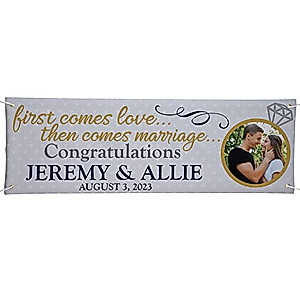 Let's Make Memories Personalized Engagement Celebration Photo Banner - Engagement Party Décor