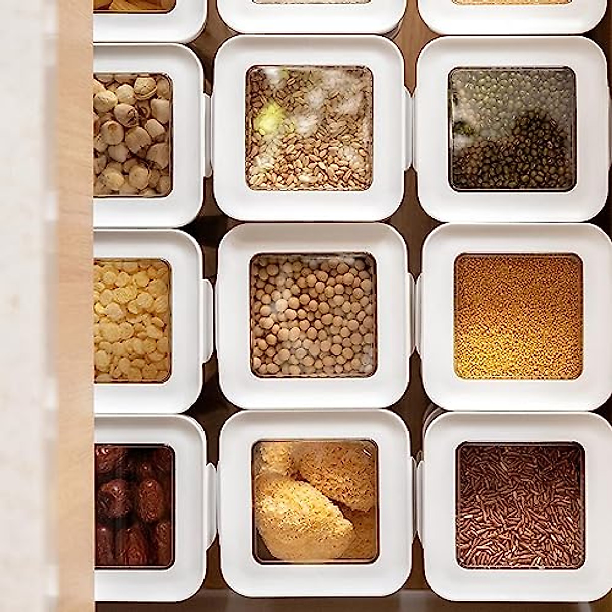 16PCS Square Pantry Food Storage Containers with Lid Airtight, Small Cereal Containers for Kitchen, BPA-Free Thick Plastic Canisters for Candy, Fruit, Snacks, Grains, Cookies Container (460ml/15oz)