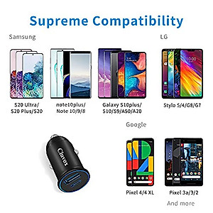 Cluvox USB C Fast Car Charger, 25W PD&QC 3.0 Dual Port Compatible for Samsung Galaxy S22 5G/S21/S20/Plus/Ultra, Note 20/Ultra/Note 10/Plus, Mini All Metal Flush Fit Car Adapter with 3.3ft Type C Cord