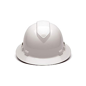 PYRAMEX Ridgeline Full Brim Hard Hat, Vented, 4-Point Ratchet Suspension, White