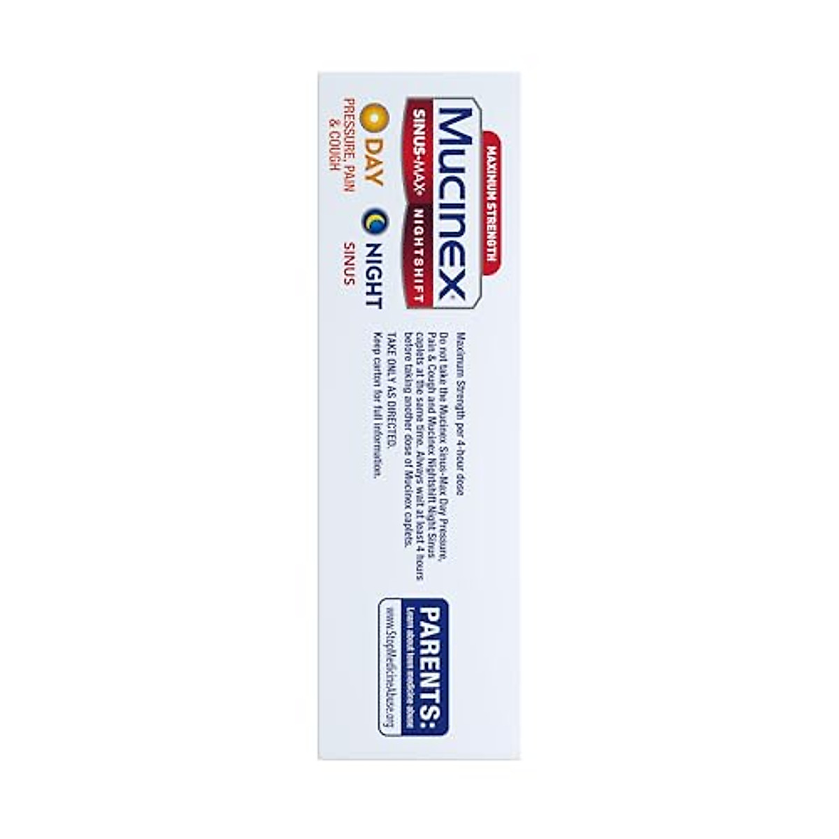 Mucinex Sinus-Max Day Pressure, Pain & Cough & Nightshift Night Sinus Medicine for Adults, Day/Night Combo Pack for Sore Throat Relief, Nasal Congestion Relief, Cough & Cold Medicines, 40 Caplets