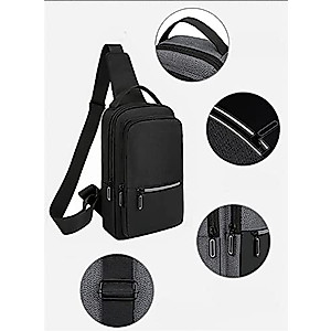 YERCHIC Small Sling Backpack Multipurpose Crossbody Chest Shoulder Bag Travel Hiking Daypack with Reflective Strip (Black)