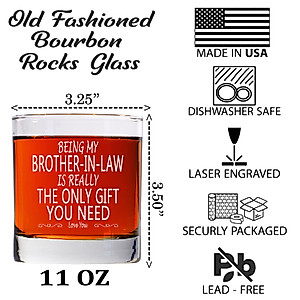 CARVELITA Being My Brother In Law Is Really The Only Gift You Need - 11oz Old Fashioned Bourbon Rocks Glass - Big Brother Gifts - Brother Birthday Gift - Brother Gifts From Sister - Gifts For Brother