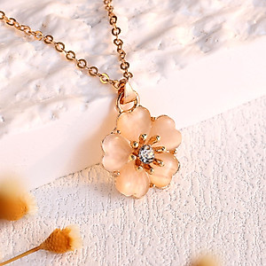 Holibanna Rhinestone Cherry Blossom Branch Pendant Necklace Earrings Stud Set Wedding Jewelry for Women