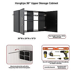 Prepac HangUps Upper Storage Cabinet - Elegant and Spacious Wall Cabinets to Maximize Your Storage, 36" Size, Classic Light Gray Finish