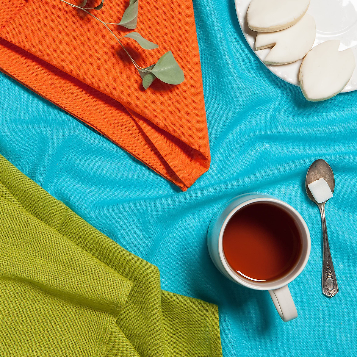 Now Designs Floursack Kitchen Dish Towels Blue, 20 x 30in, Set of 3, Bali Cactus Crush, 3 Count