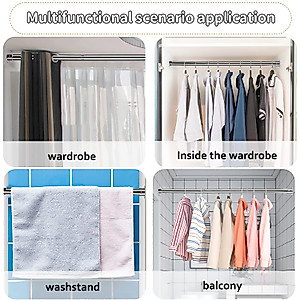 Closet Rod for Hanging Clothes, 28 to 50 Inch Adjustable Extender Closet Hanging Rods, Heavy Duty Tension Metal Extender Closet Pole for Wardrobes(Stainless Steel Silver)