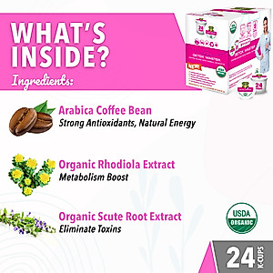 SOLLO Organic Detox Coffee Pods with Superfoods, Slimming & Cleansing Formula with Herbal Extracts, Bold and Smooth, Compatible with Keurig 2.0 Brewers, 24 K-Cup