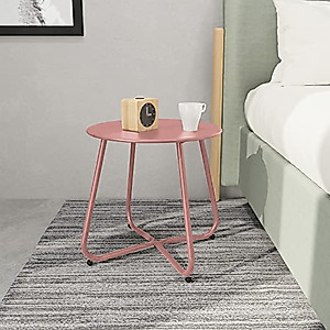 Grand patio Outdoor Side Table 18-inch Round End Table Accent Table for Bistro Balcony Apartment Rose Dawn