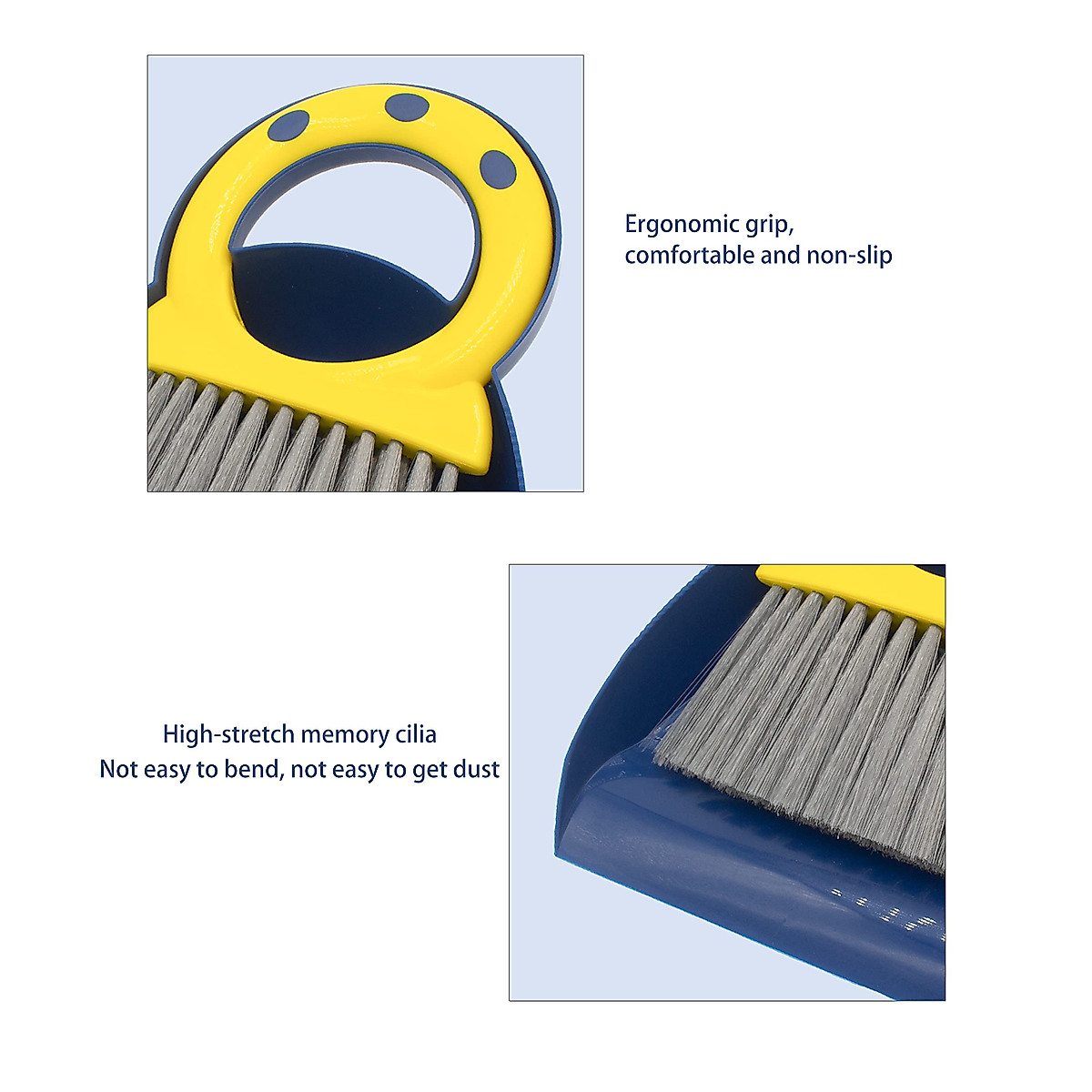 Mini Dustpan Set of Collecting Tray and Brush Small Dustpan and Brush Set(Deep Blue)