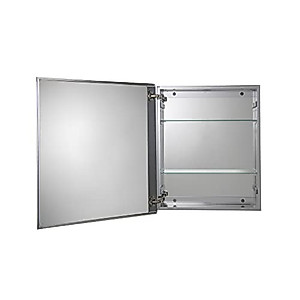 Croydex Mansfield Single Door, Recessed or Surface Mount, Hang 'n' Lock Easy Installation Medicine Cabinet, 24" W x 30" H, Aluminium