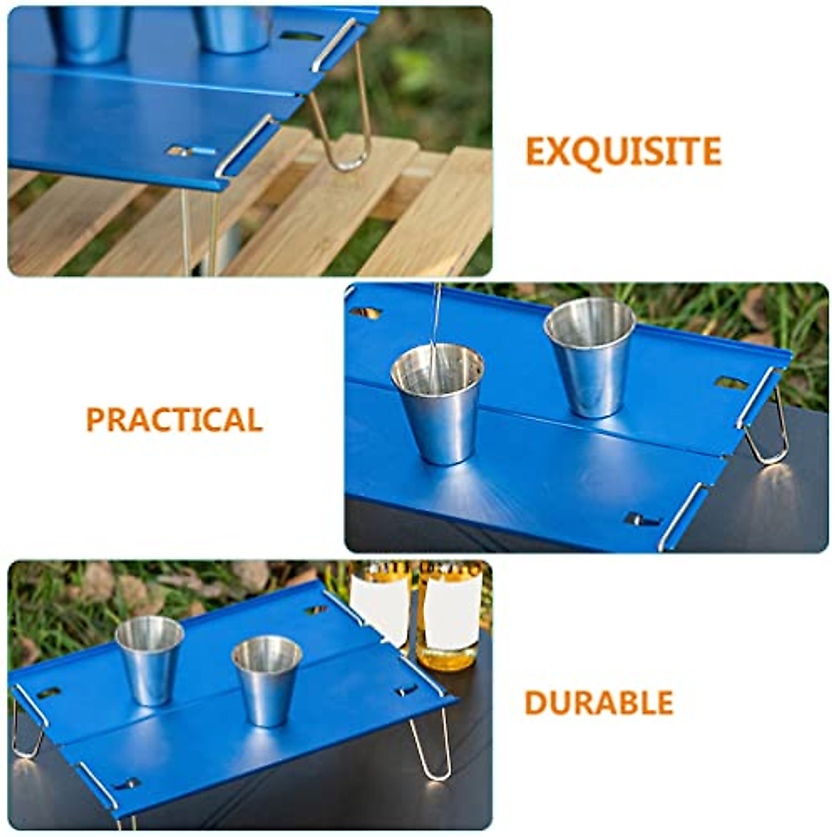 Gadpiparty Small Folding Camping Table: Portable Aluminum Outdoor Folding Table Camp Table Lightweight Beach Table for Picnic Cooking Beach Backpacking Blue