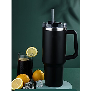 8 Pack Replacement Straws for 40 oz Stanley Adventure Travel Tumbler Cup, Reusable Straws Colored Plastic Straws with Cleaning Brush, Compatible with 40oz 30oz 20oz 14oz Stanley Water Jug, 12inch