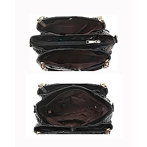 SMALL BLUE Women Synthetic PU Leather Tote Hobo Shoulder Hit the color Crossbody Bag Large capacity Clutches Satchels-Black