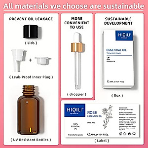 HIQILI Rose Essential Oil for Diffuser, Skin, Hair, Perfume, Candle Making 30ml (1 fl oz)