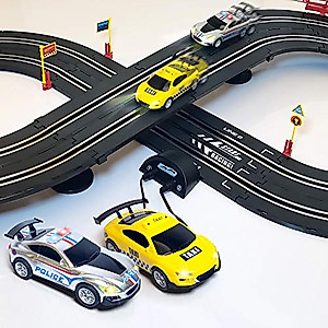 Electric High-Speed Slot Car Race Track Sets,1:43 Scale Dual Race Track with 2 Slot Cars and 2 Hand Controllers,Race Track for 6 7 8 9 10 11 12 Boys Girls
