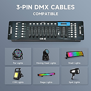 CO-Z 192 DMX 512 Stage DJ Light Controller Lighting Mixer Board Console for Light Shows, Party Disco Pub Night Club DJs KTV Bars and Moving Heads
