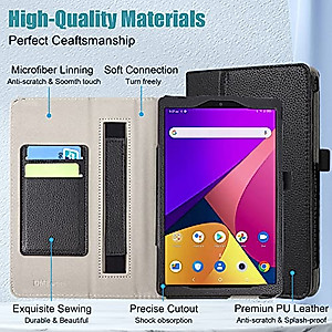 DMLuna Case for TCL Tab 8 LE 8" Tablet (Model: 9137W) 2023 Release, (Not Fit TCL Tab 8 Model: 9038S), Folio Premium PU Leather Stand Cover with Hand Strap/Card Slot, Black