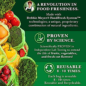 Debbie Meyer GreenBags 32-Pack (16M, 8L, 8XL) – Keeps Fruits, Vegetables, and Cut Flowers, Fresh Longer, Reusable, BPA Free, Made in USA