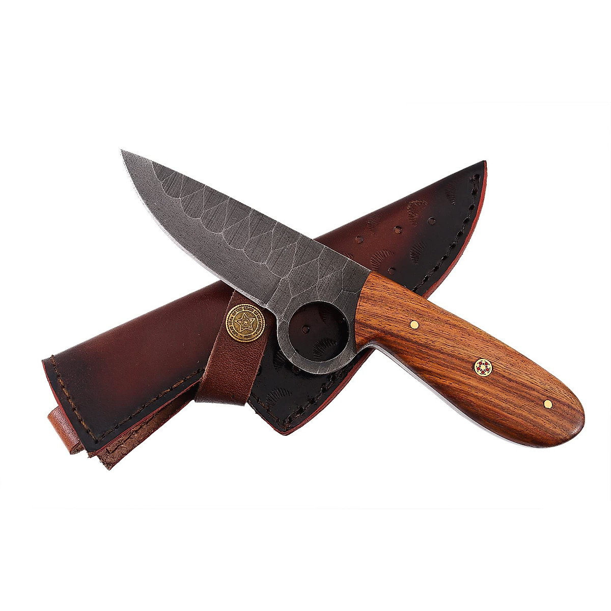 HANDCRAFT GOODS Handmade Hunting Knife with Leather Sheath Fixed Blade Bushcraft Knife1095 Carbon Steel knife-Camping knife Skinner Knife for Men